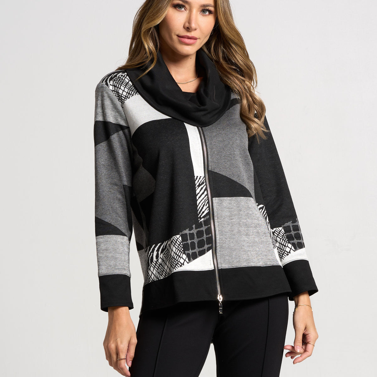 By JJ Mock Neck Zip Up Tunic-SS-117 – Unique Apparel USA