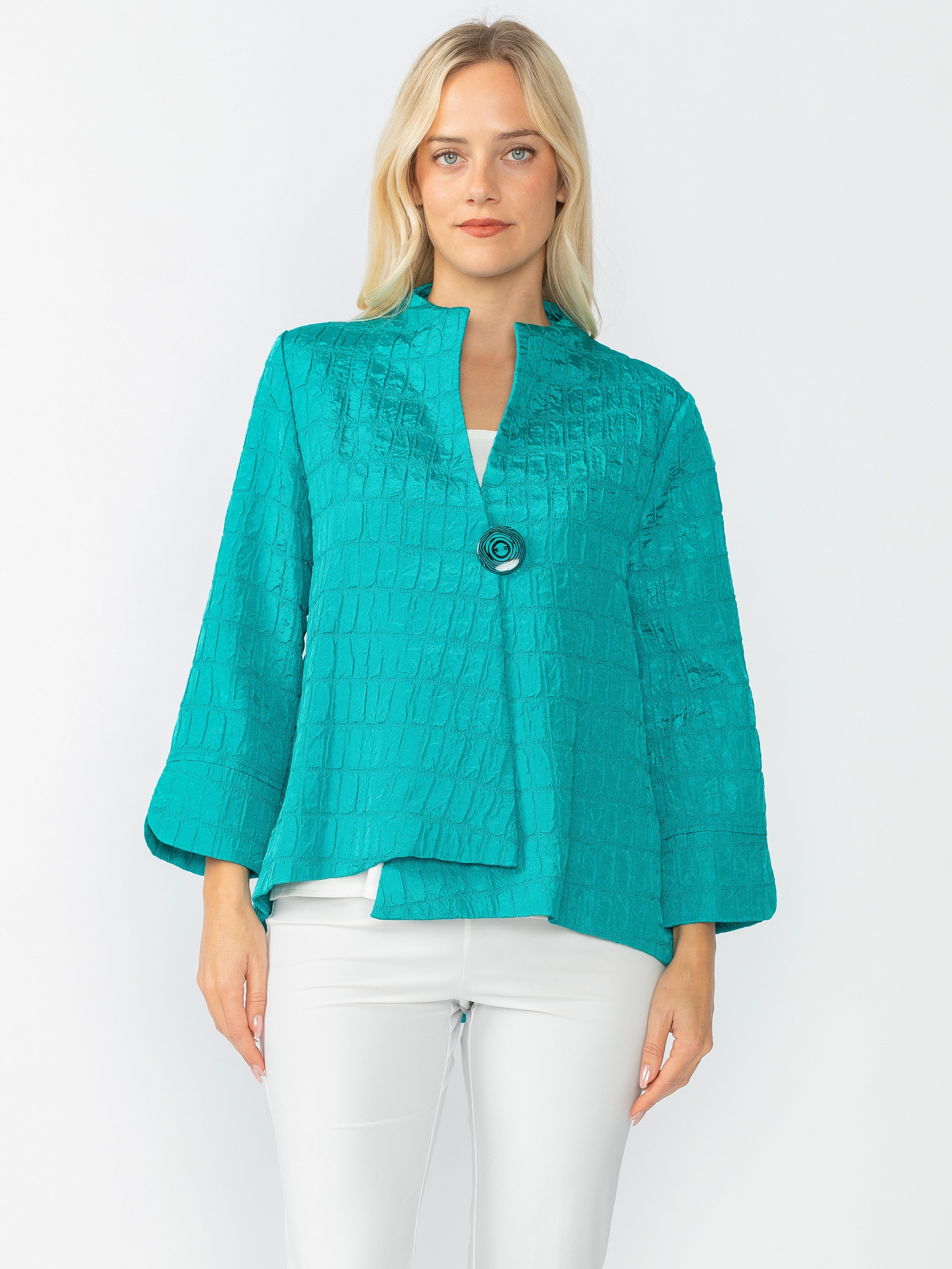 IC Collection Crinkle One Button Jacket-IC-6288J – Unique Apparel USA