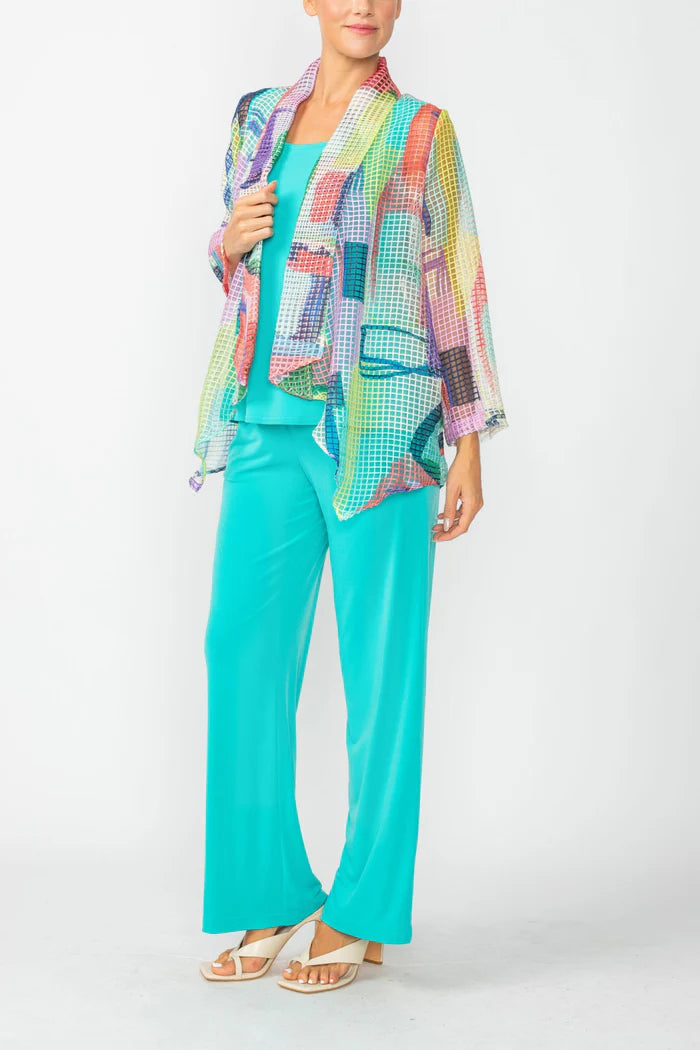 IC Collection Multi Print Shawl Collar Jacket 7036J | Designer Open ...
