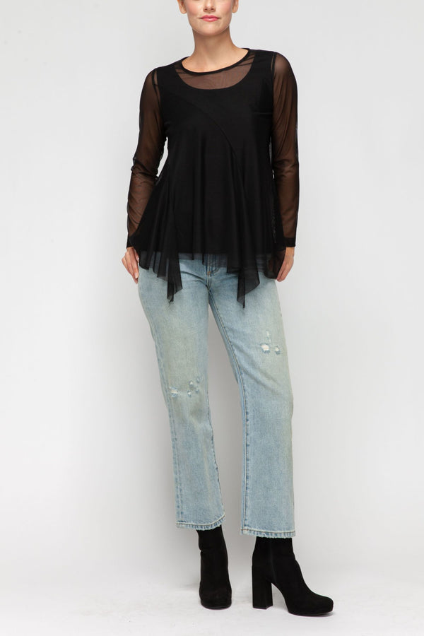 IC Collection Mesh Detail Asymmetric Hem Top-IC-7105T – Unique Apparel USA
