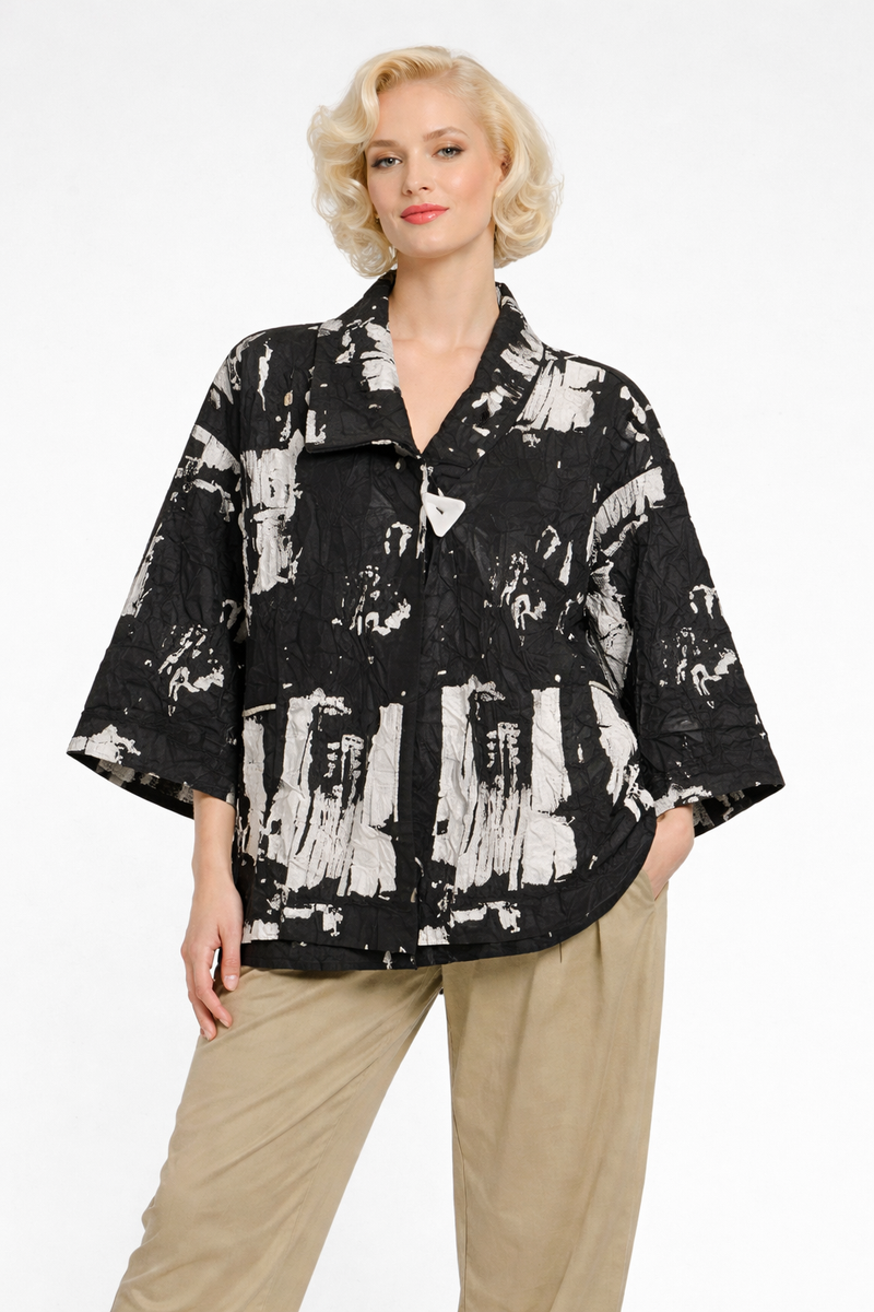 Moonlight Abstract Black and White Textured Jacket-1011 – Unique ...