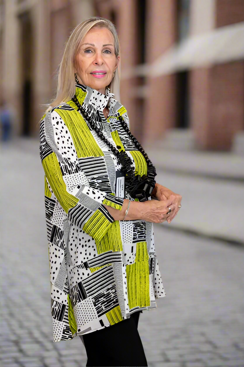 Moonlight Multi Print Half Button Tunic-3071 – Unique Apparel USA