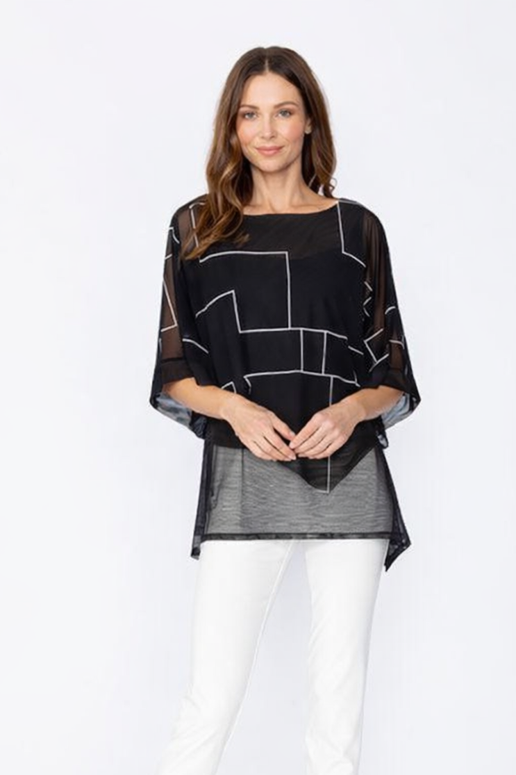 IC Collection Geometric Sheer Overlay Tunic-7785T – Unique Apparel USA