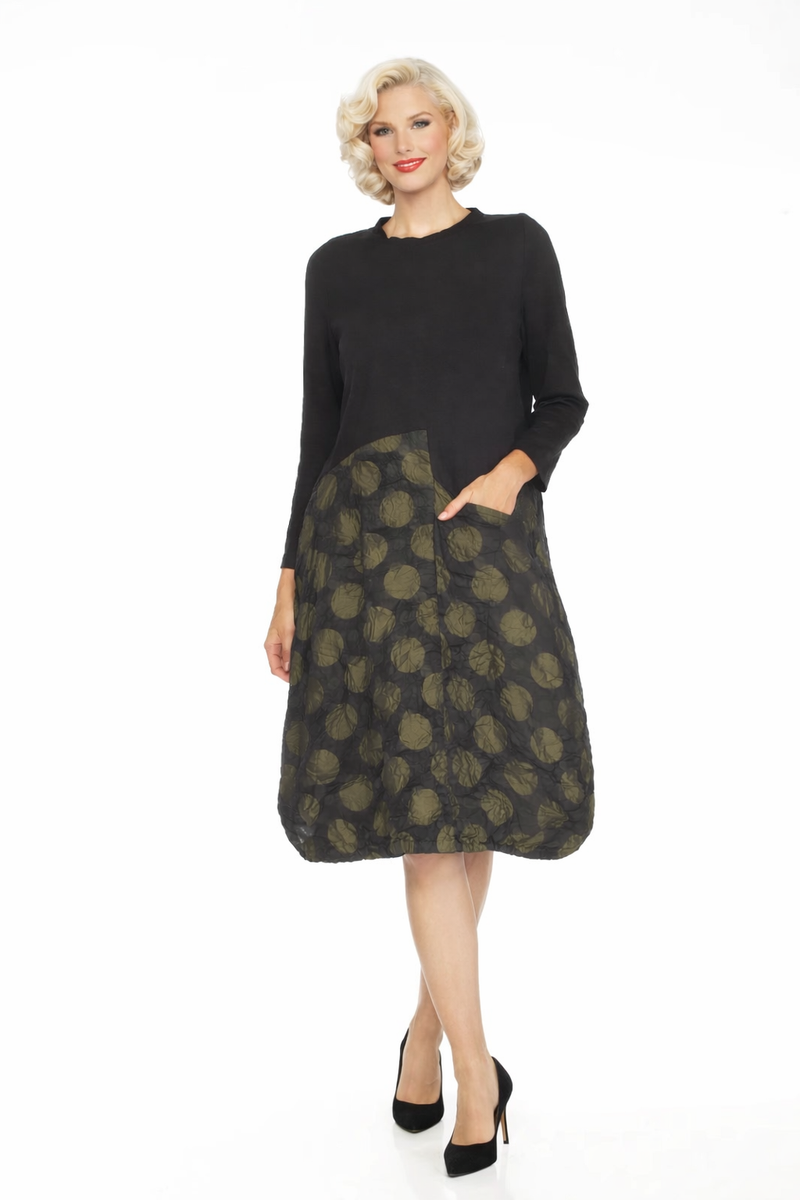 Moonlight Two-Tone Textured Bubble Dress-3558 Olive/Black – Unique ...