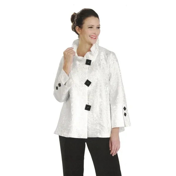 IC Collection Jacquard Ruffle Collar Jacket-2132J – Unique Apparel USA