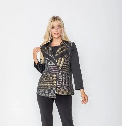 IC Collection Multi Pattern Large Collar Jacket-IC-5366J – Unique ...